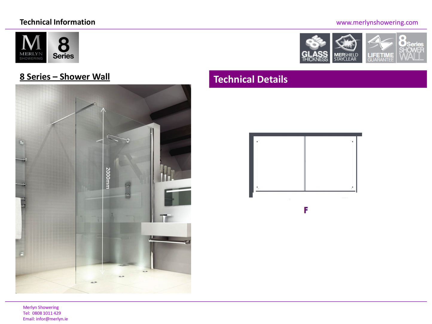 Merlyn 8 Series Walk-In Wetroom Shower Panel 1200mm Polished Chrome Fr – Bathdisc