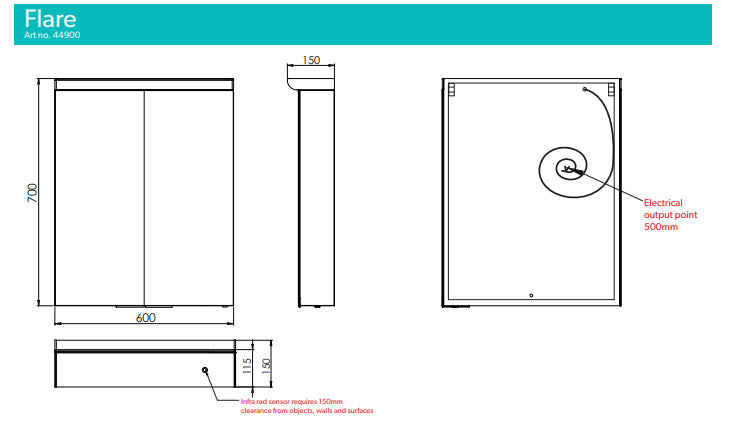 HIB Flare 700x600mm Double Door Cabinet - LED, Soft Close – Bathdisc